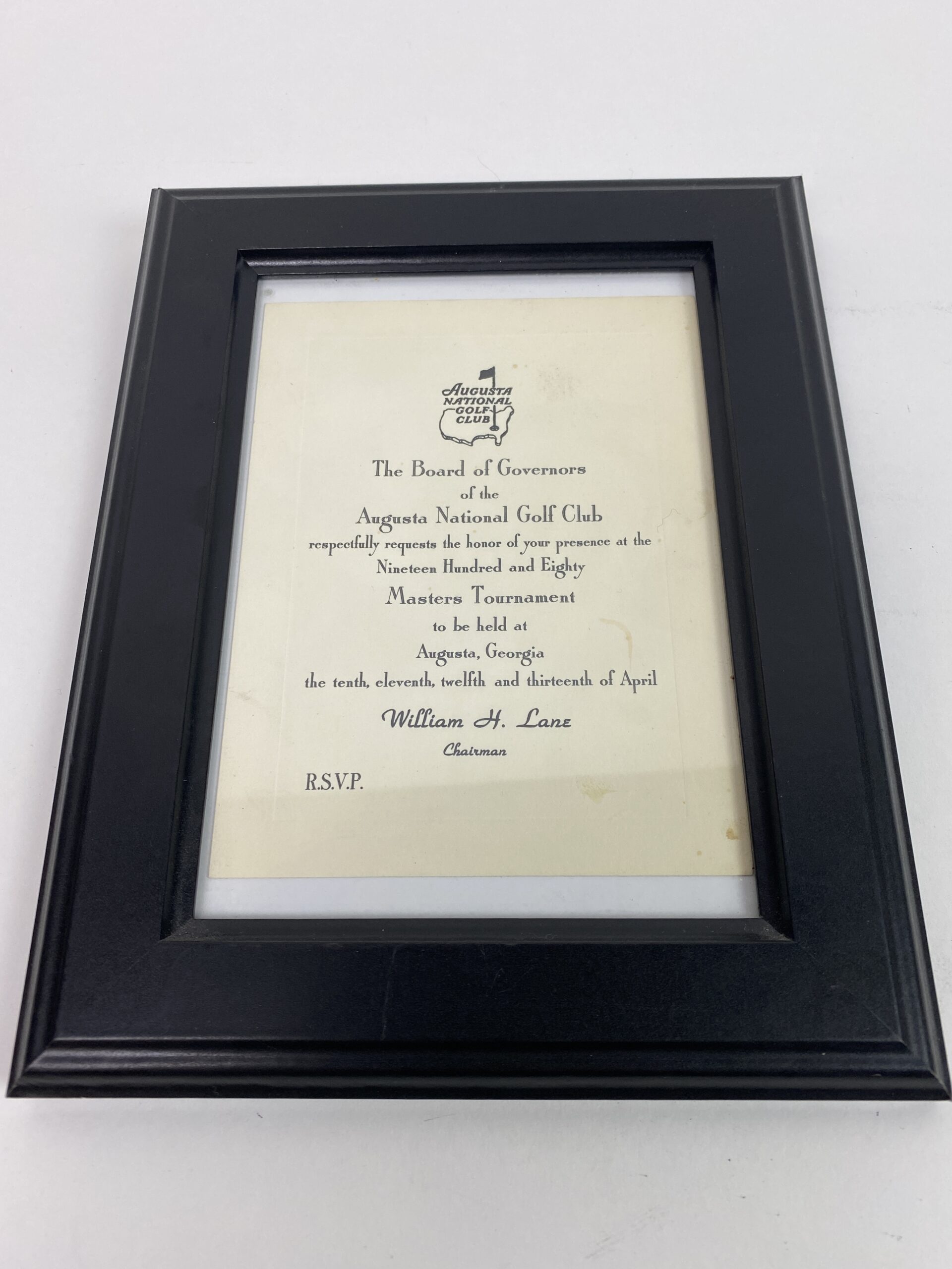 1980 Augusta National Golf Club Masters' Tournament Player Invitation 1 ...