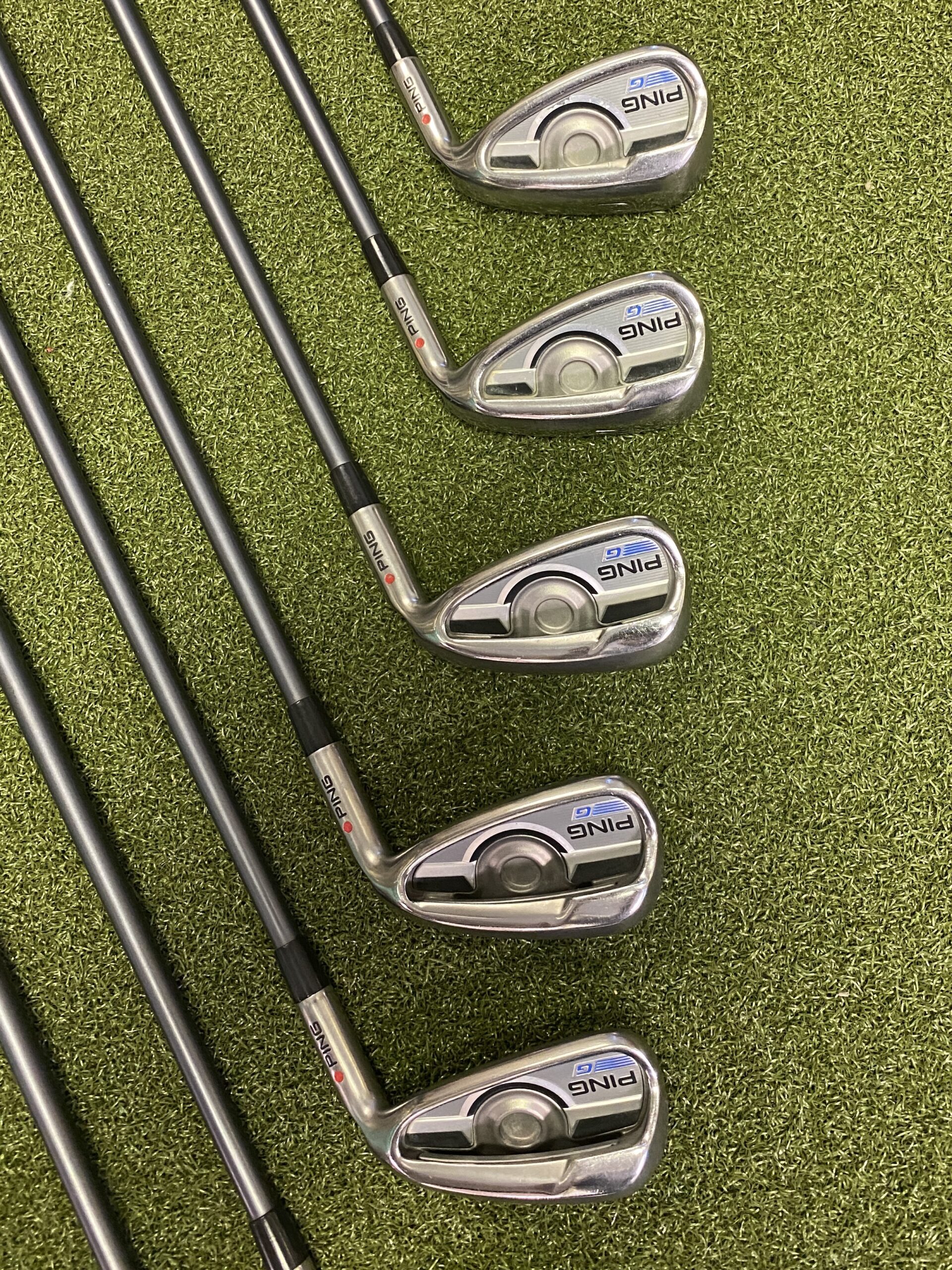 Used RH Ping Red Dot G Irons 4-PW/UW CFS 65g Senior Flex Graphite Golf ...