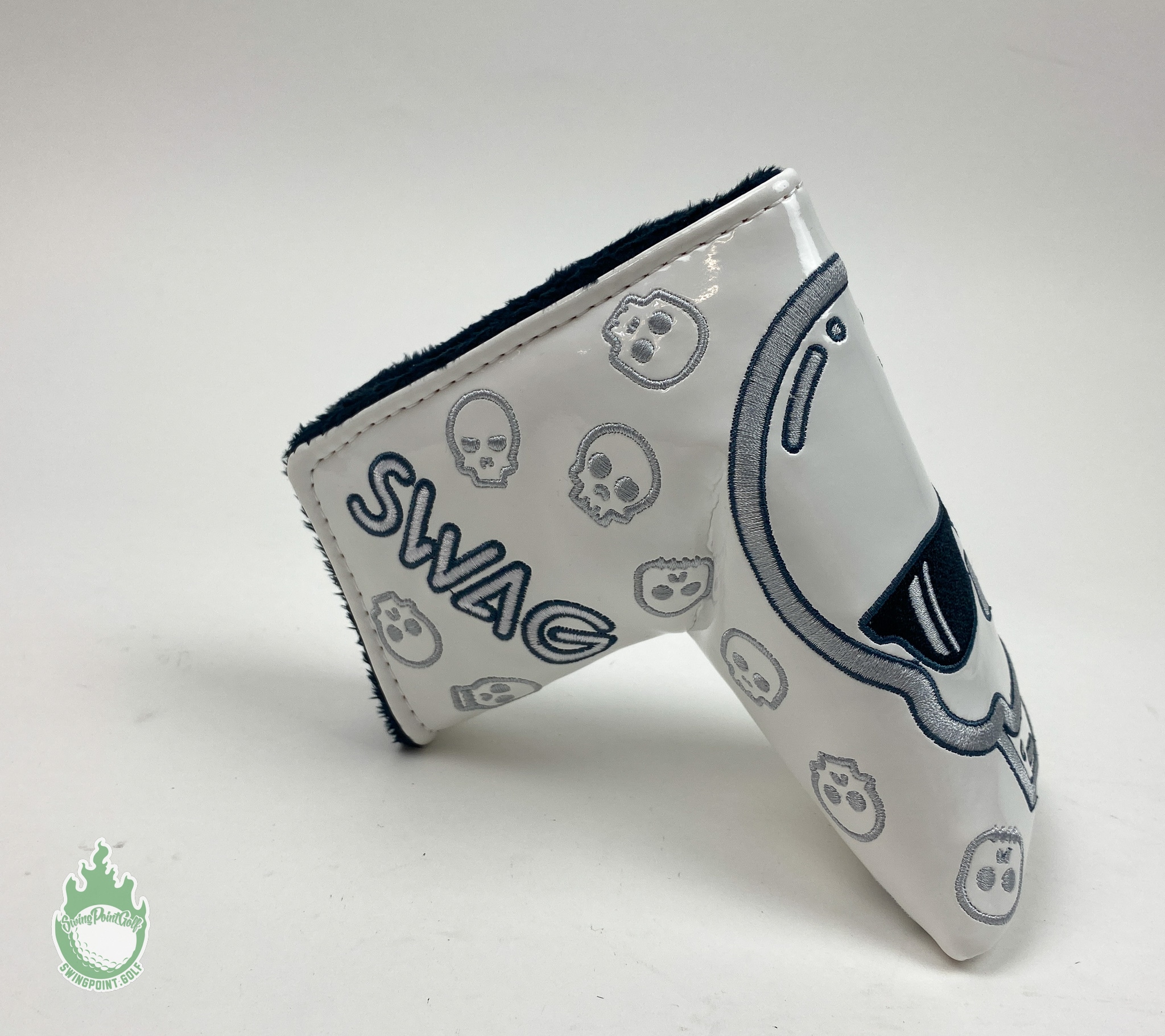 Used Swag Golf White & Silver Skull Blade Cover Putter Headcover Magnet ...