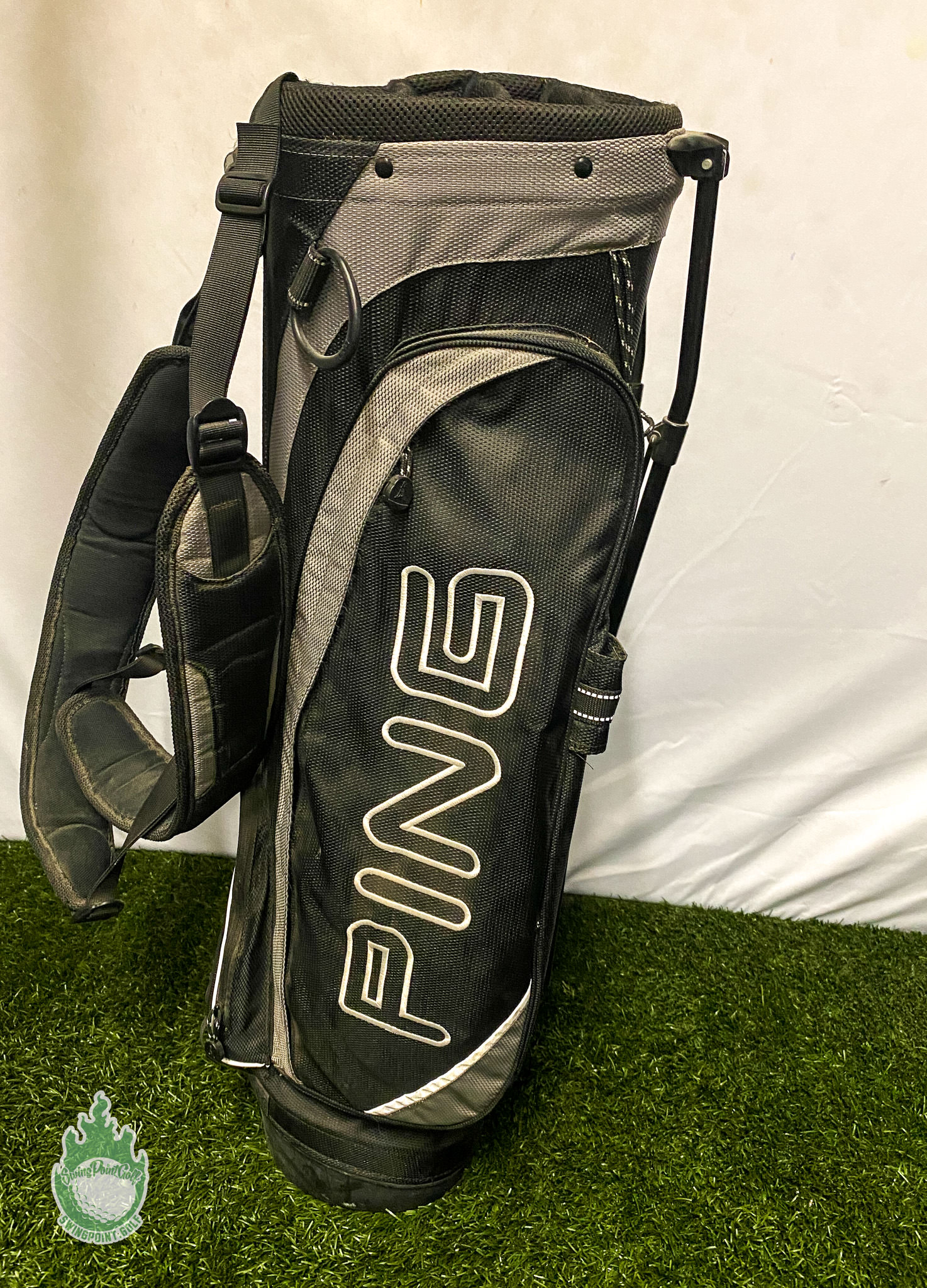Used PING Hoofer Lite Black Golf Club Cart Carry Stand Bag Dual ...