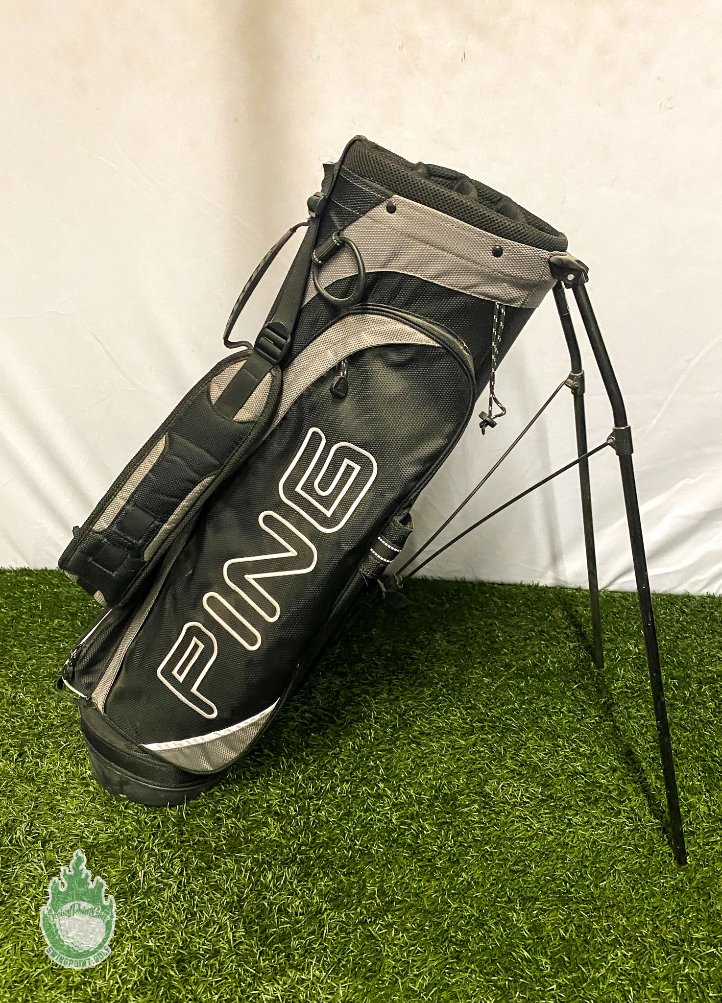 Used PING Hoofer Lite Black Golf Club Cart Carry Stand Bag Dual ...