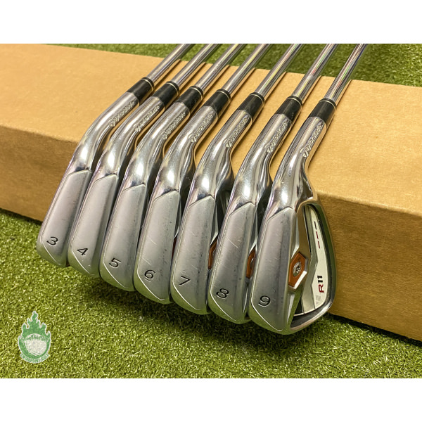 Used RH TaylorMade R11 Irons 3-9 KBS Tour Stiff Flex Steel Golf Club ...