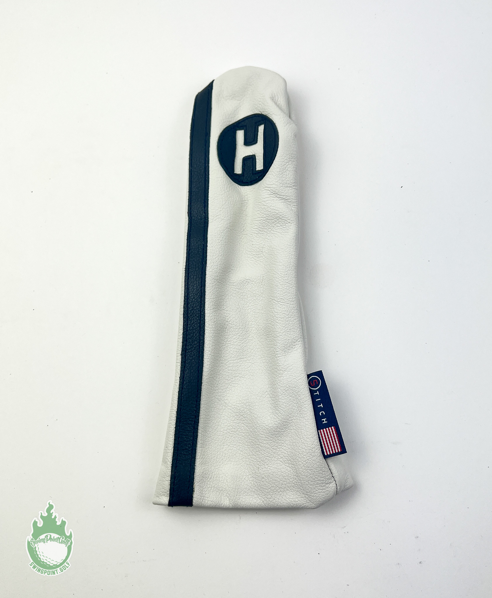 Used Stitch Golf Leather White with Blue H Hybrid Headcover ...