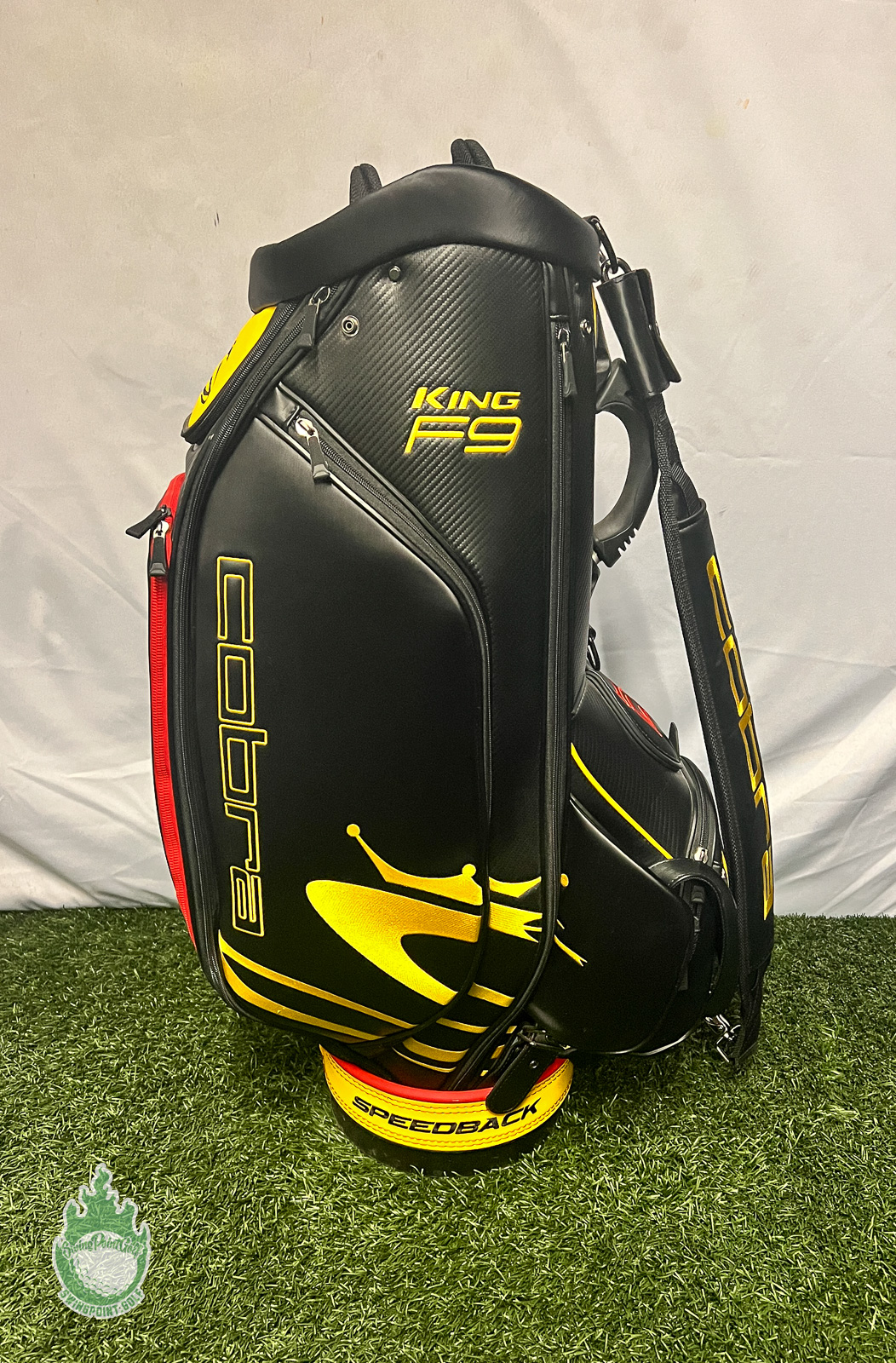 Used Embroidered Fowler Cobra King F9 6 Way Golf Staff Bag Black W