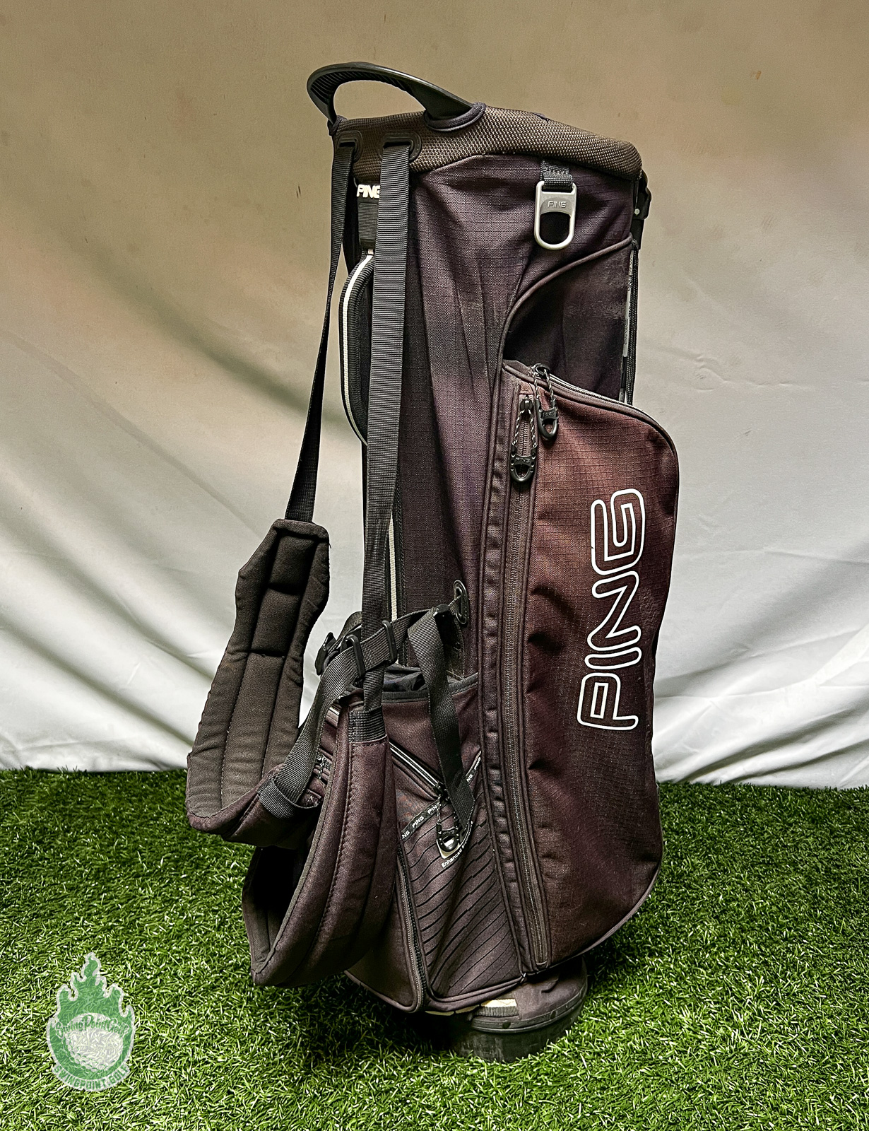 Used Ping Golf Cart/Carry Stand Bag 4-Way Black E2 Enhanced Ergonomics ...