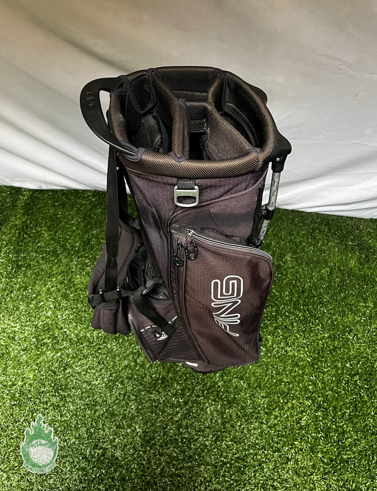 Used Ping Golf Cart/Carry Stand Bag 4-Way Black E2 Enhanced Ergonomics ...