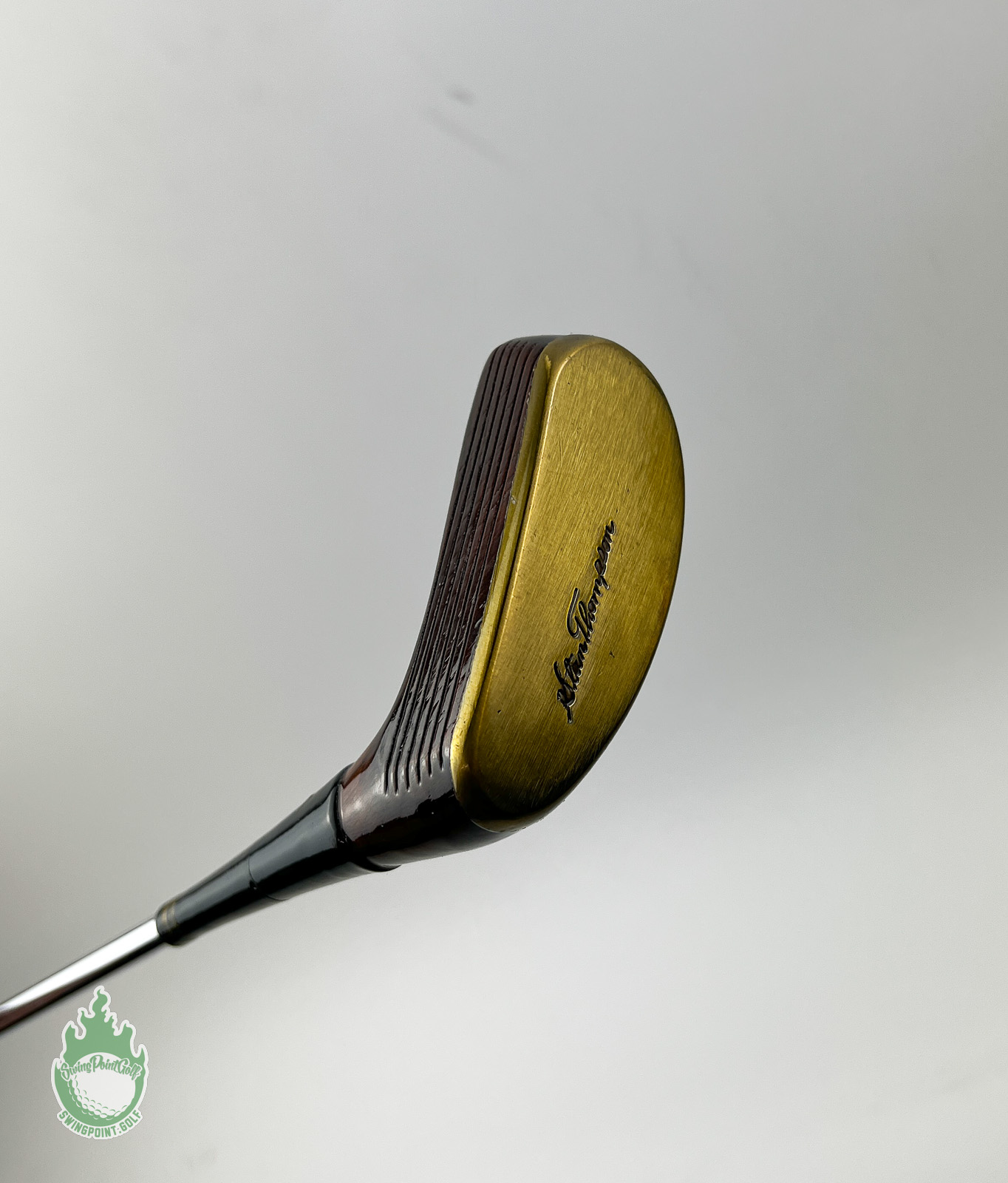Pre-Owned LEFT Handed Stan Thompson Wood and Brass Putter Steel Golf ...