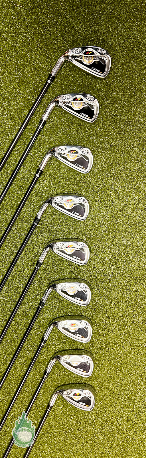 LH TaylorMade r7 CGB MAX Irons 3-PW/SW REAX 90g Regular Black Steel Golf Set · SwingPoint Golf®