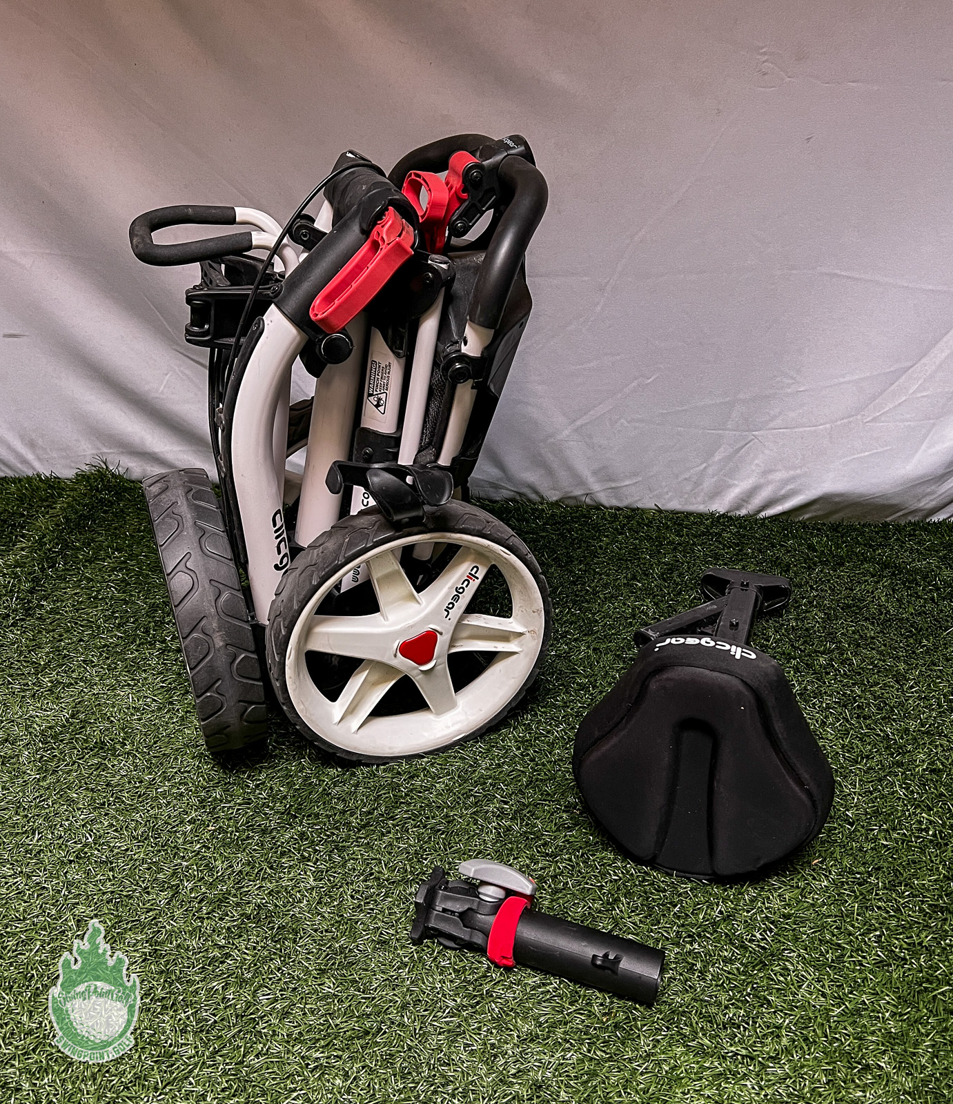 Clicgear Model 3.5+ 3 Wheel Collapsible Golf Push Cart Chair & Umbrella ...