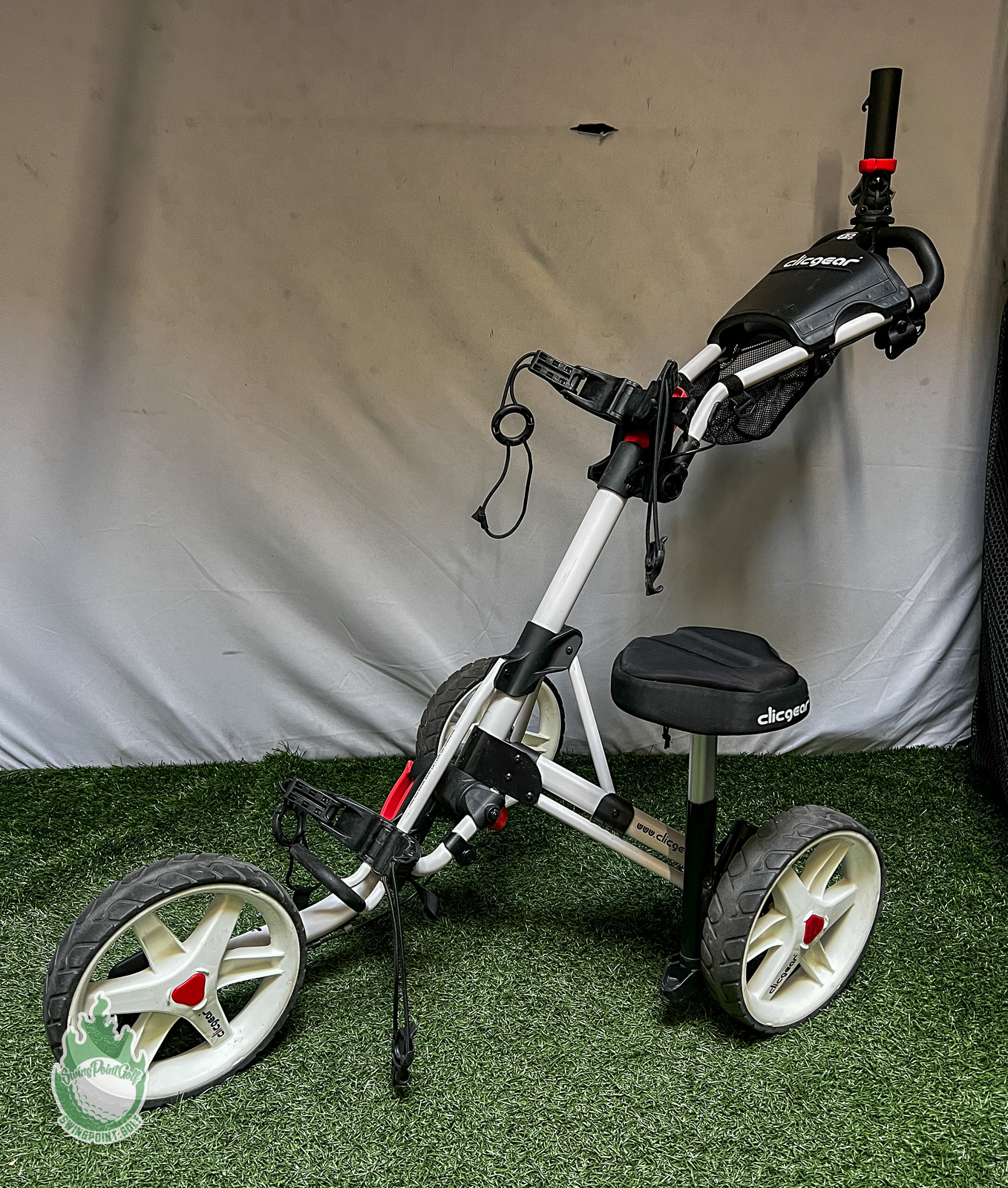 Clicgear Model 3.5+ 3 Wheel Collapsible Golf Push Cart Chair & Umbrella ...
