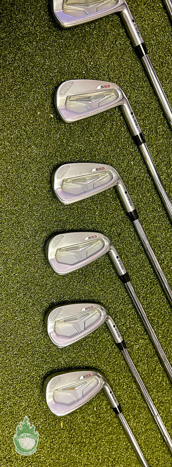 Used RH Ping Black Dot S55 Irons 3-PW TI X100 X-Stiff Flex Steel Golf ...