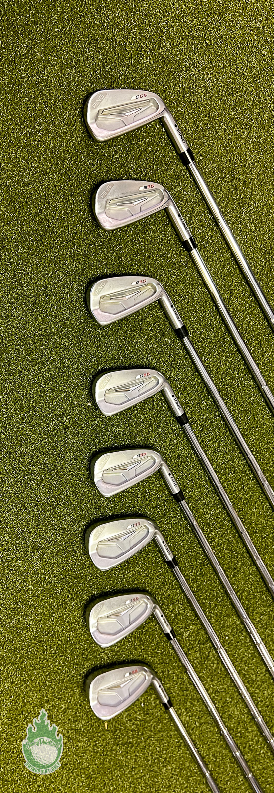 Used RH Ping Black Dot S55 Irons 3-PW TI X100 X-Stiff Flex Steel Golf ...