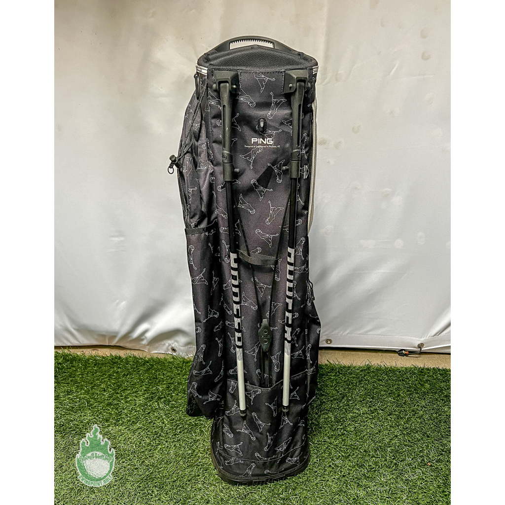 Used Ping Black/White Dancing Mr.Ping Cart Strap Golf Bag No Rainhood 4 ...