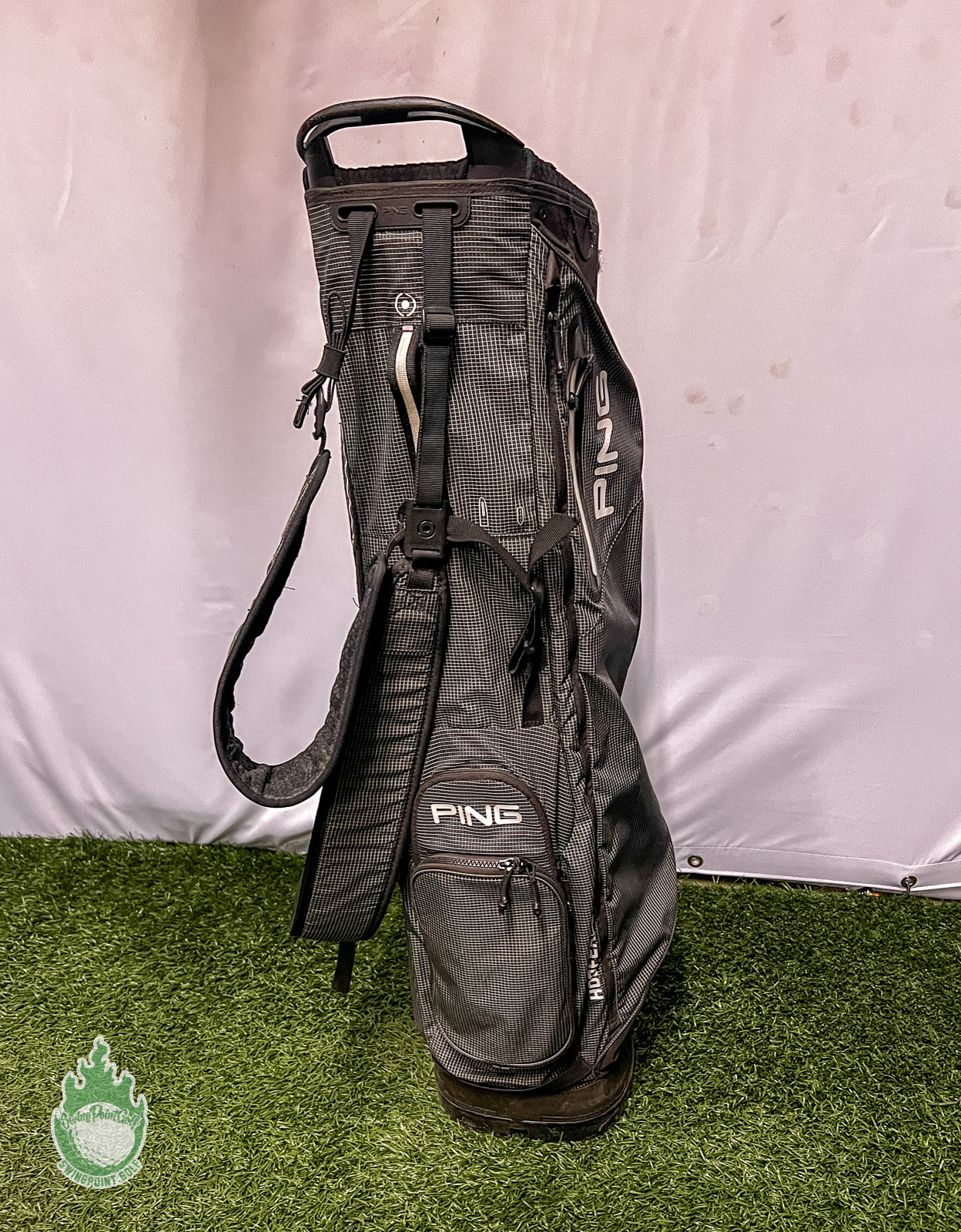 Used PING Hoofer Craz-e Lite Grey Golf Club Stand Bag Dual Backpack ...