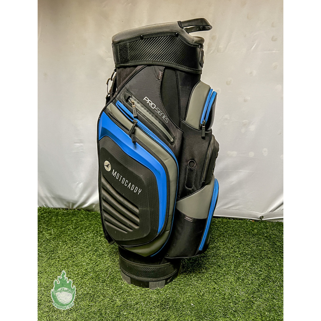 Used Motocaddy Pro-Series Cart Bag Black/Blue 14 Ways Rainhood Included ...