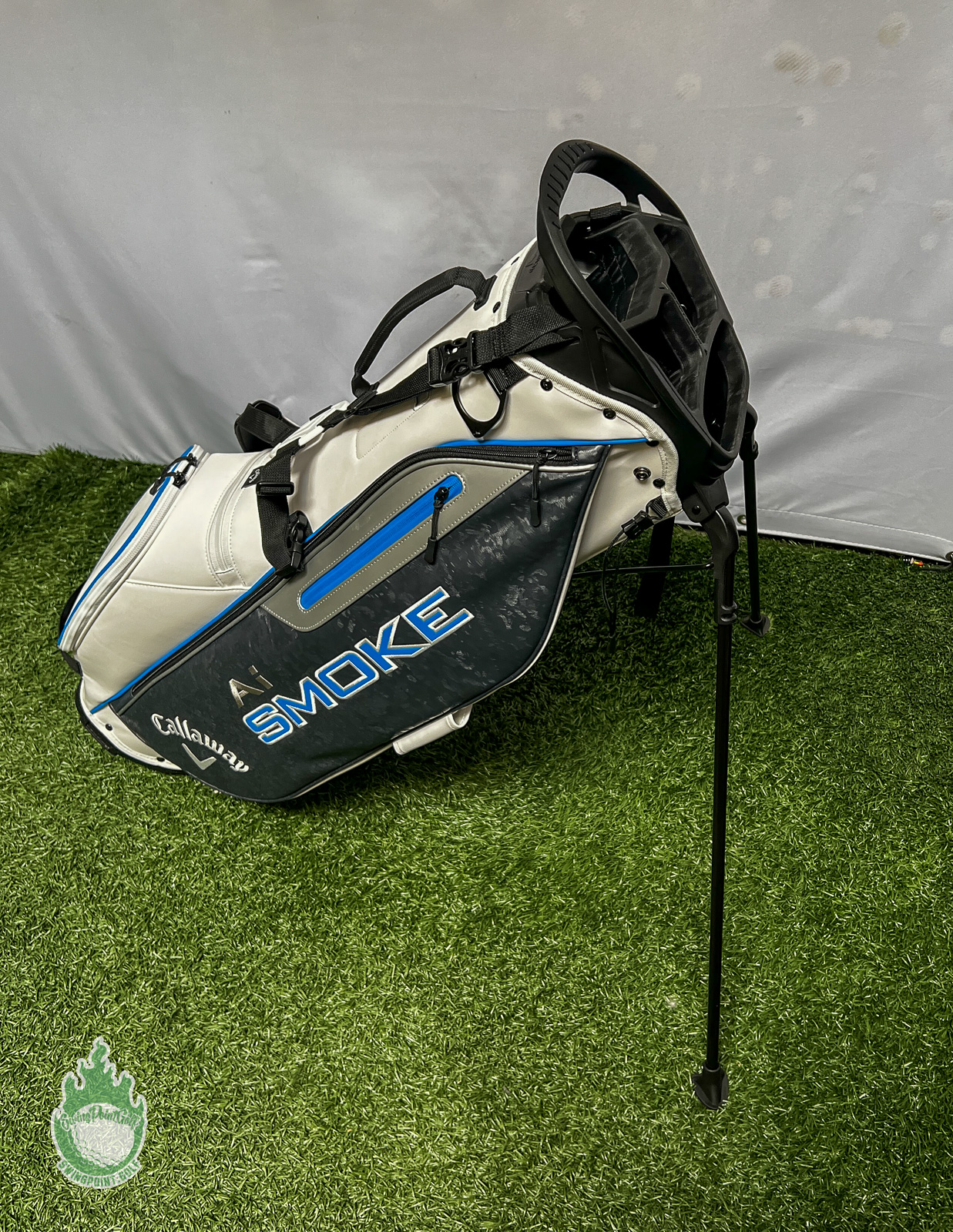 Used Callaway Ai-Smoke Leather Stand Golf Cart Carry Bag 4-Way Bag with ...