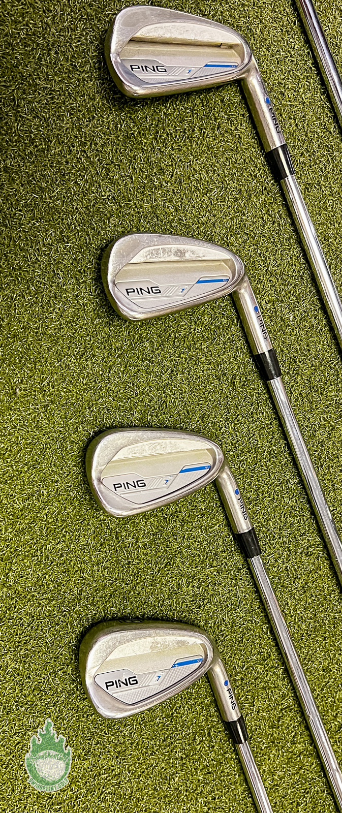 Used RH Ping Blue Dot i Series E1 Irons 5-9 TI X100 Extra Stiff Steel ...